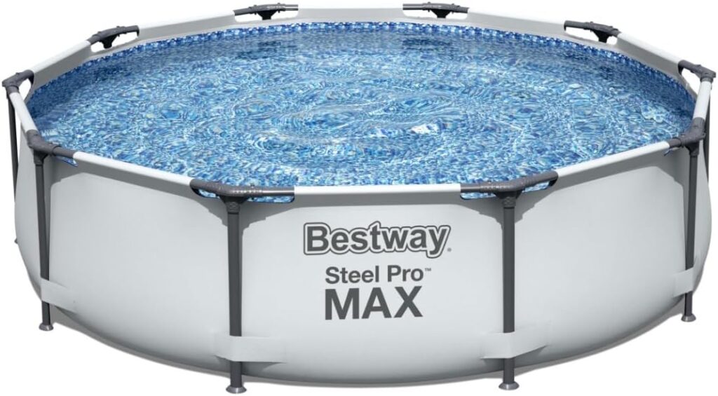 10ft Round Steel Frame Above Ground Pool with Filter Pump – Outdoor ...